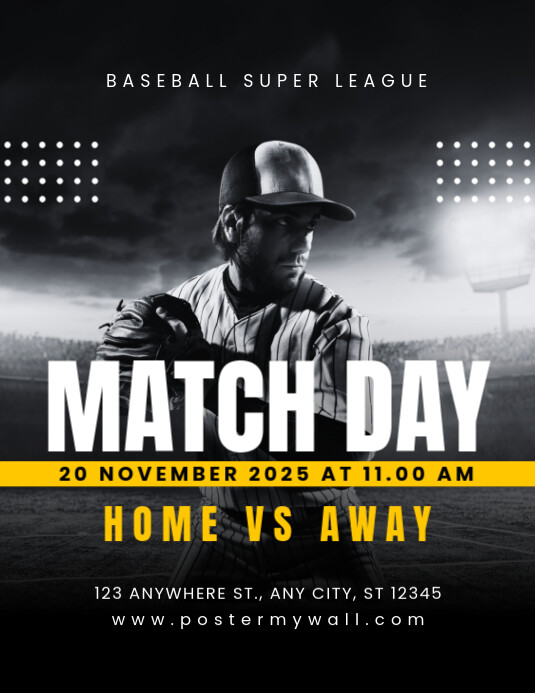 Modern & Minimal Baseball Match Day Pamflet (letter As) Template ...