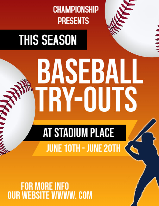 Modern & Minimal Baseball Tryout Poster Flyer (us Letter) Template ...