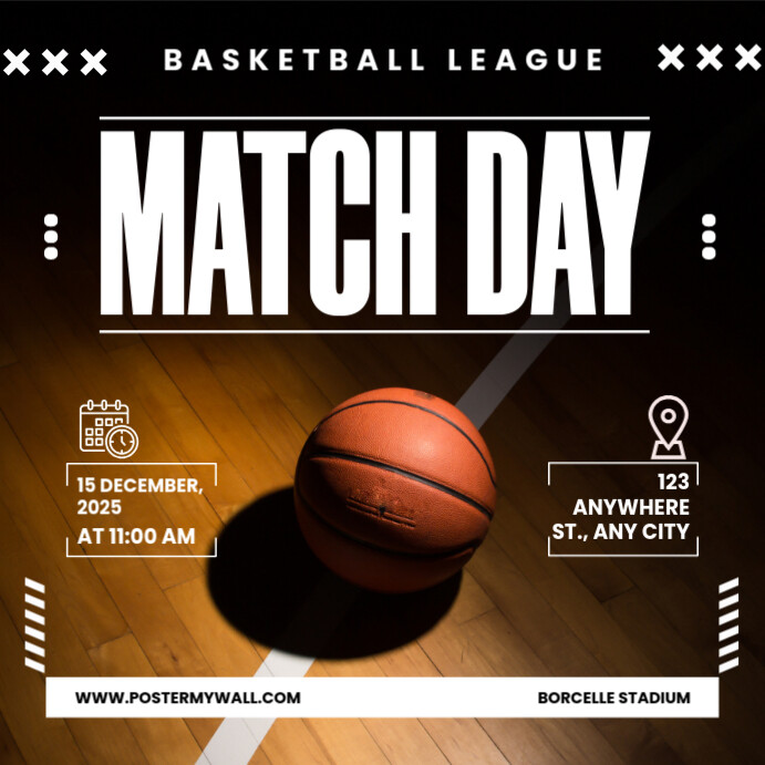 Copy of Modern & Minimal Basketball Match Day Pos Instagram | PosterMyWall