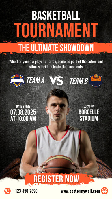 Modern & Minimal Basketball Tournament Instag Template | PosterMyWall