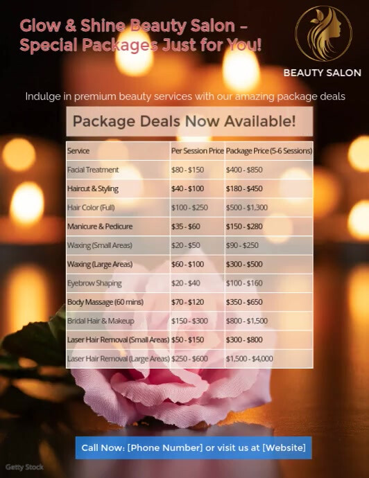 Copy of Modern & Minimal Beauty Salon Price List Template Flyer (us ...