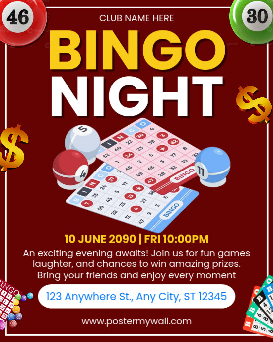Modern & Minimal Bingo Night Event Invitation Instagram Portrait ...