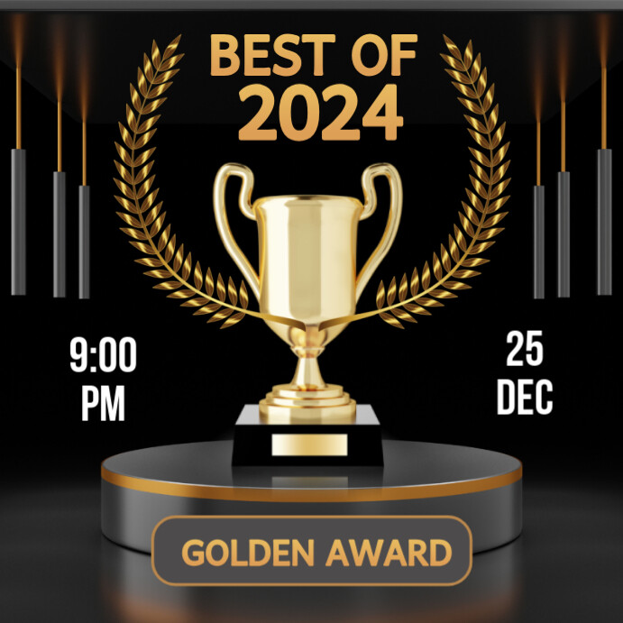 Modern & Minimal Black And Gold Modern Award Ceremony Instagram Post ...