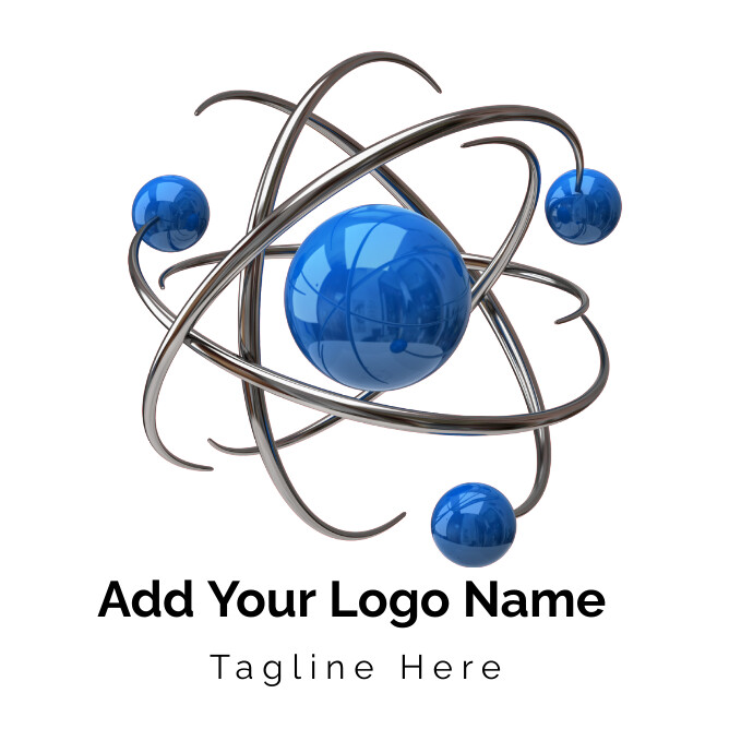 Copy of Modern & Minimal Blue And Brown Atom Art Logo | PosterMyWall