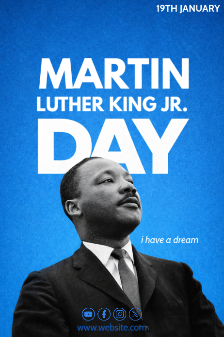 Modern & Minimal Blue Mlk Day Poster Template | PosterMyWall