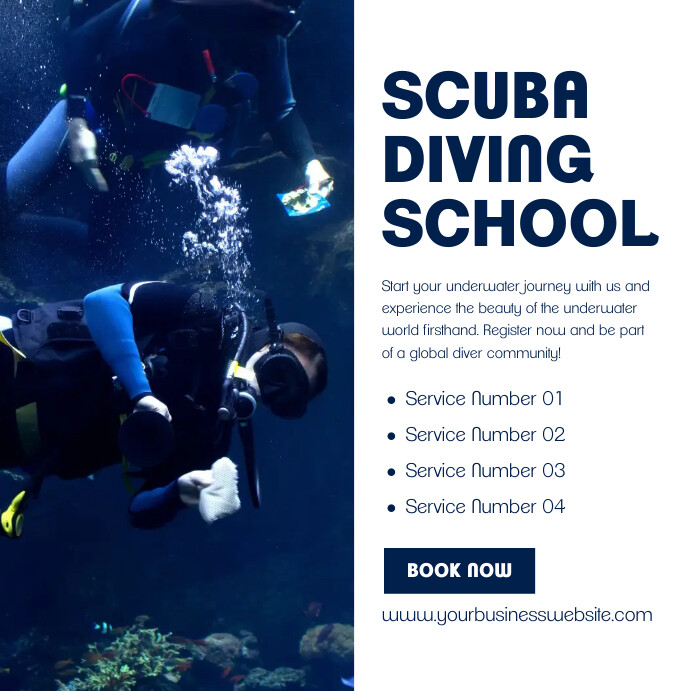 Copy of Modern & Minimal Blue Scuba Diving School Ins | PosterMyWall