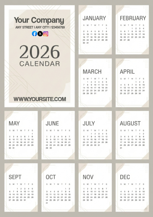 Modèle Modern & Minimal Calendar 2026 A4 | PosterMyWall