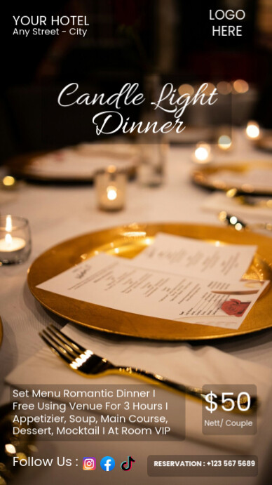 Copy of Modern & Minimal Candle Light Dinner Digital Display (9:16 ...