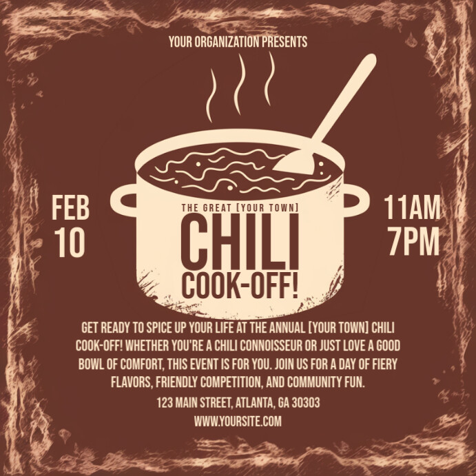 Modern & Minimal Chili Cook Off Flyer Chili Competition. Chili Event ...