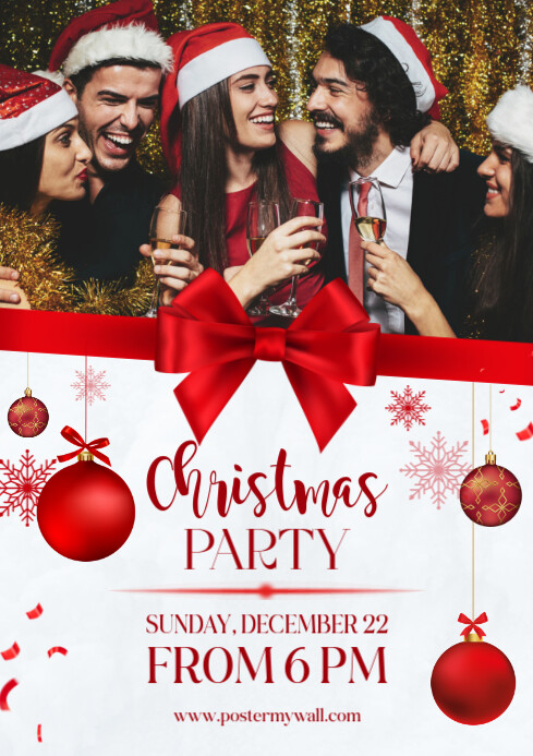 Modern & Minimal Christmas Party A4 Template | PosterMyWall