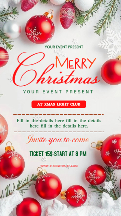 Modern & Minimal Christmas Party Flyer Digital Display (9:16) Template ...