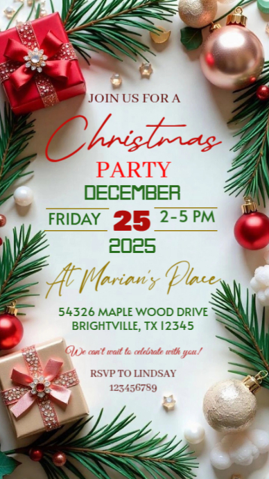 Modern & Minimal Christmas Party Flyer Digital Display (9:16) Template ...