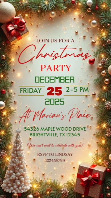 Modern & Minimal Christmas Party Flyer Digital Display (9:16) Template ...