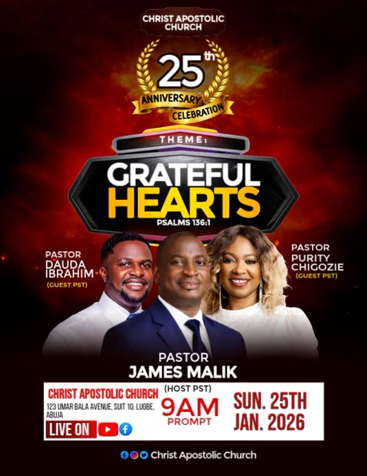 Modern & Minimal Church 25th Anniversary Celebration Service Flyer (us ...