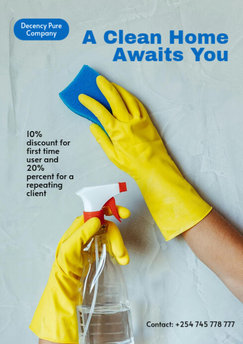 Copy of Modern & Minimal Clean Home cleaning services A3 | PosterMyWall