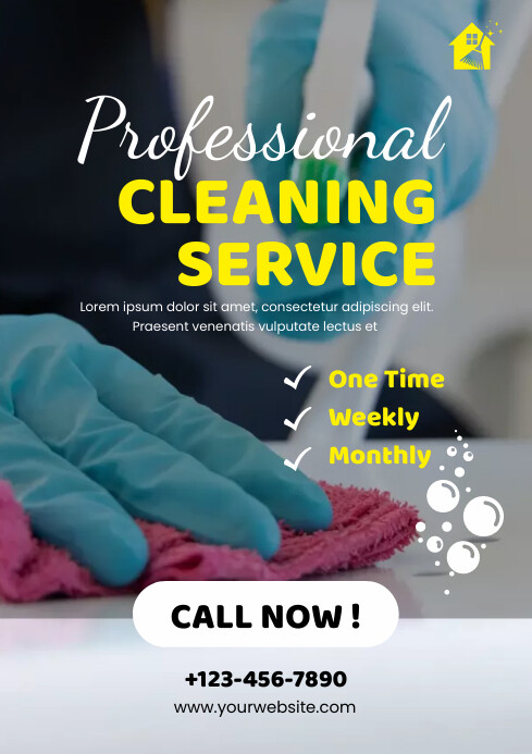 Modern & Minimal Cleaning Service A4 Template | PosterMyWall