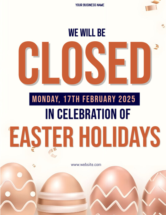 Copy of Modern & Minimal Closed For Easter Holiday Flyer (us Letter) | PosterMyWall