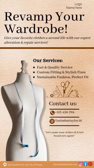 Modern & Minimal Clothing Alteration Services Instagram Story Template ...