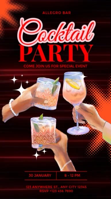 Modern & Minimal Cocktail Party Reel Instagram Template | PosterMyWall