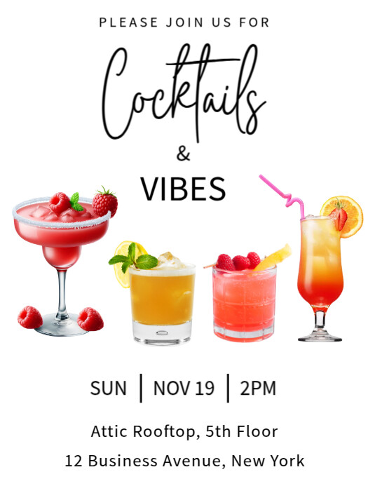 Copia de Modern & Minimal Cocktails And Vibes Flyer (us Letter ...