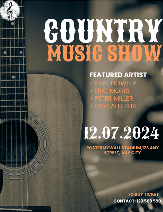 Modern & Minimal Country Music Flyer (us Lett Template | PosterMyWall