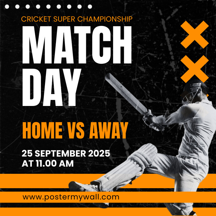 Modèle Modern & Minimal Cricket Match Day Pos Instag | PosterMyWall