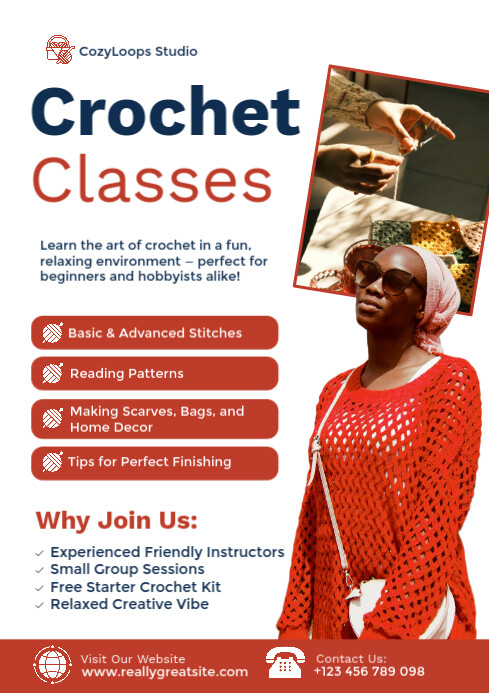 Copy of Modern & Minimal Crochet Classes Poster Template A4 | PosterMyWall