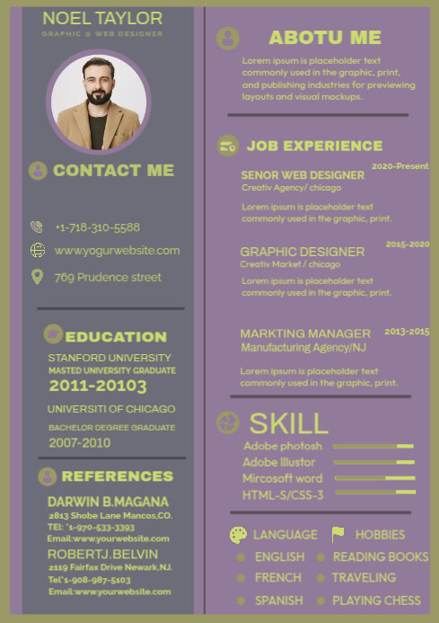 Modern & Minimal Cv A4 Template | PosterMyWall
