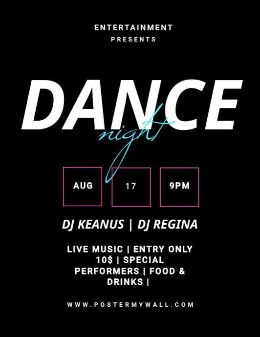 Modern & Minimal Dance Night Party Flyer (us Template | PosterMyWall
