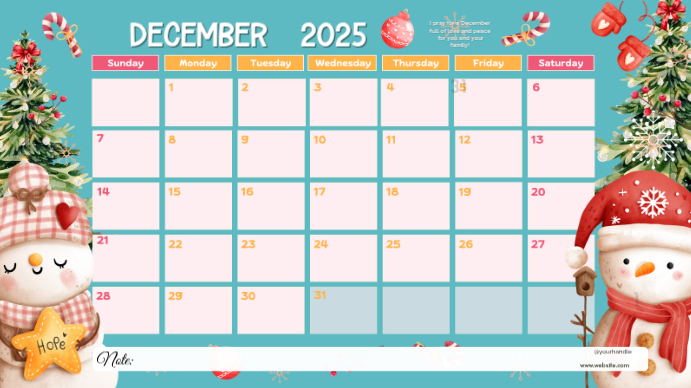 Modern & Minimal December Calendar 2025 Printable Template | PosterMyWall