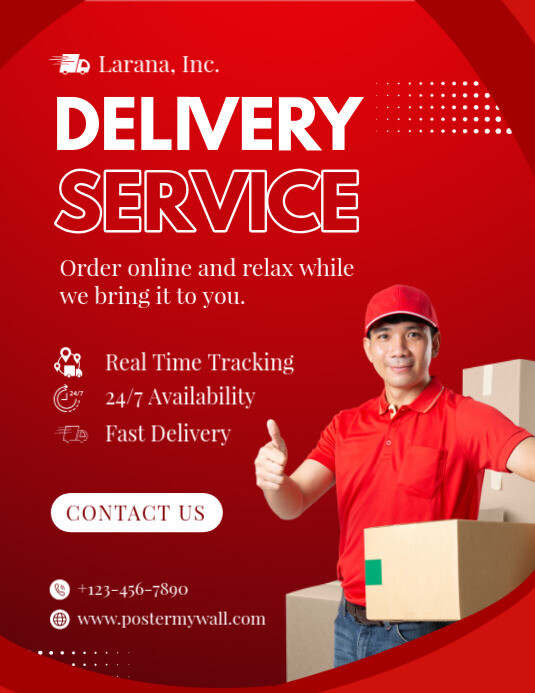 Plantilla de Modern & Minimal Delivery Service Pamflet (letter As ...