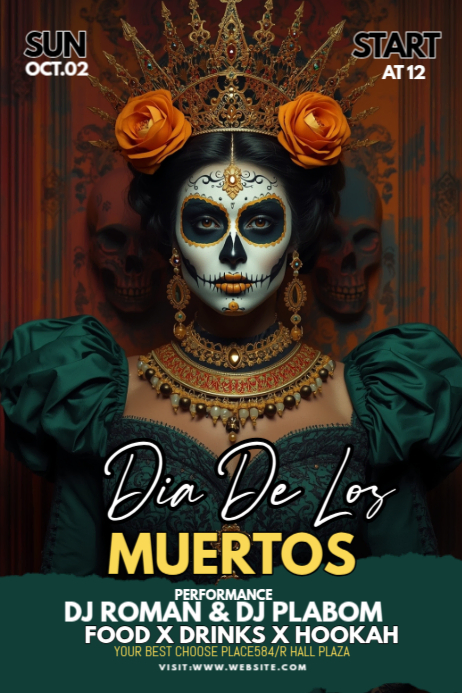 Modern & Minimal Dia De Los Muertos Poster Template | PosterMyWall