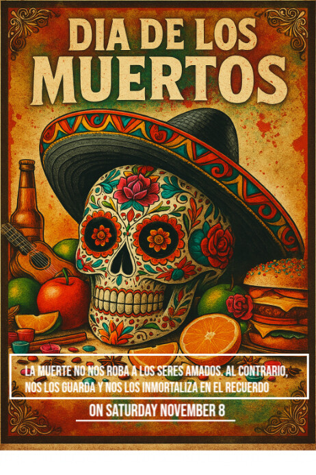 Modern & Minimal Dia De Los Muertos Poster Template | PosterMyWall