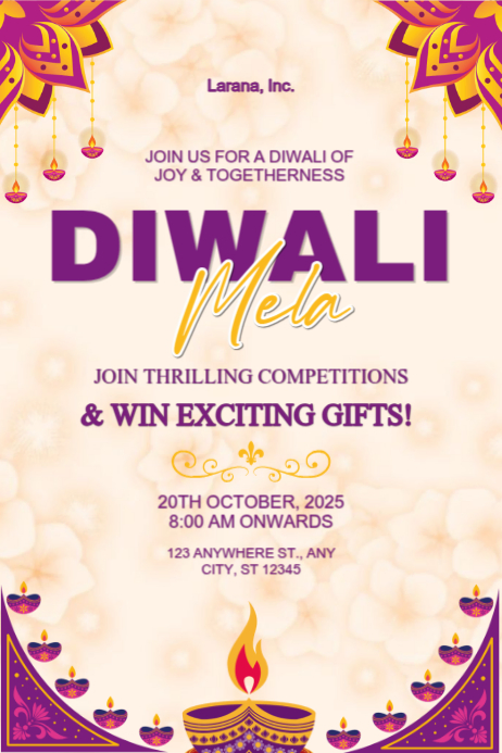 Modern & Minimal Diwali Mele Invitation Poster Template | PosterMyWall