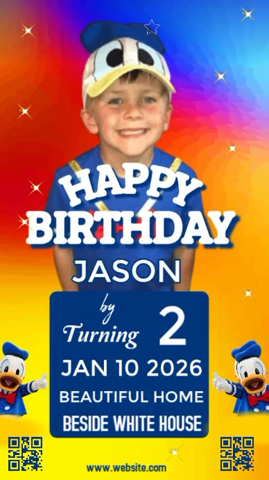 Modern & Minimal Donald Duck Birthday Invitation Flyer Instagram Story ...