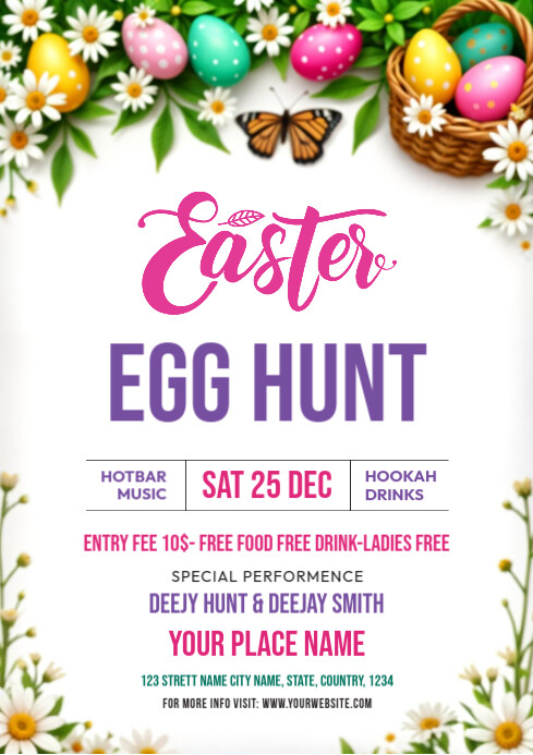 Copy of Modern & Minimal Easter Egg Hunt Party A4 | PosterMyWall
