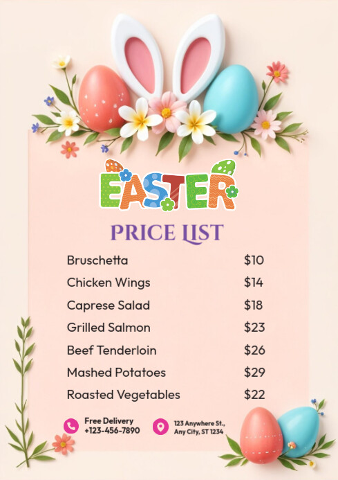 Copy of Modern & Minimal Easter Price List A4 | PosterMyWall