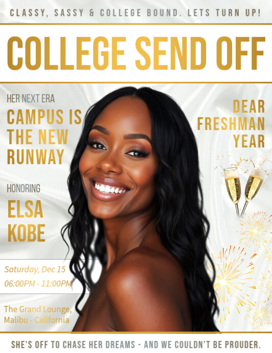 Modern & Minimal Editable College Send Off Evite Flyer (us Letter ...
