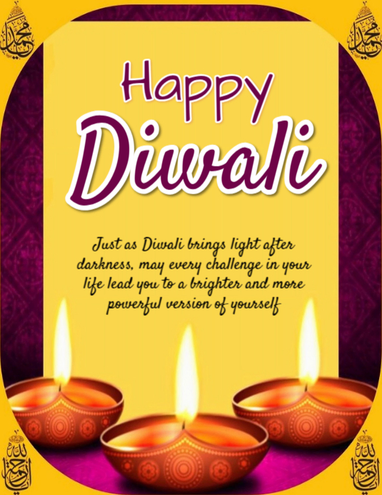 Modern & Minimal Editable Diwali Card Flyer (us Letter) Template ...