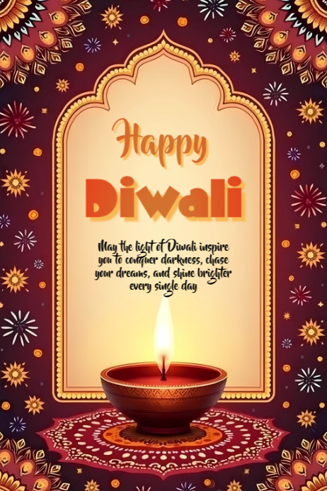 Modern & Minimal Editable Diwali Card Poster Template | PosterMyWall