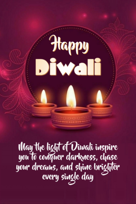 Modern & Minimal Editable Diwali Card Poster Template | PosterMyWall