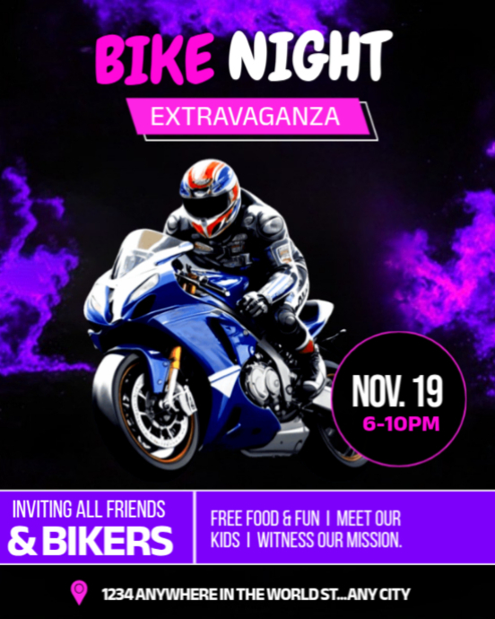 Modern & Minimal Editable Modern Motorcycle Bike Night Flyer Instagram ...