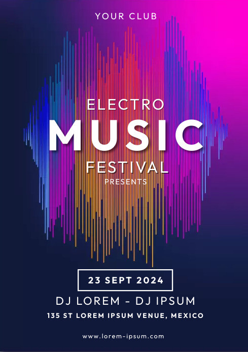 Modern & Minimal Electro Music Festival A4 Template | PosterMyWall