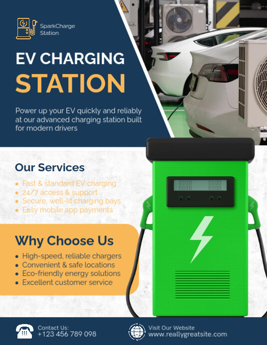Modern & Minimal Ev Charging Station Advertisement Template Flyer (us ...
