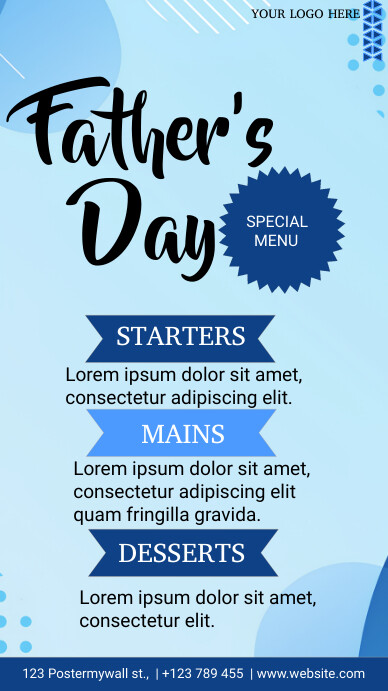 Modern & Minimal Father’s Day Menu Instagram Template | PosterMyWall