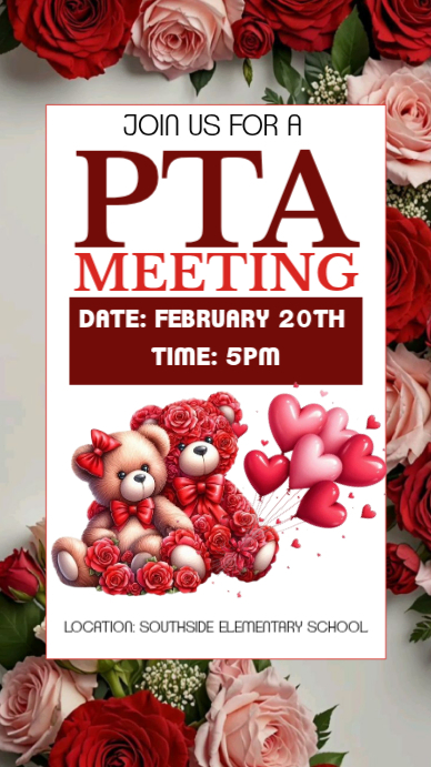 Modern & Minimal February School Pta Meeting Ad Instagram Story ...