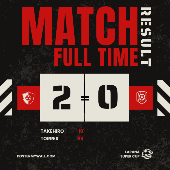 Modern & Minimal Football Match Result Pos Instagram Template ...