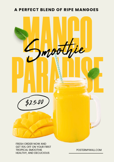 Modern & Minimal Fresh Juice Promotio A4 Template | PosterMyWall