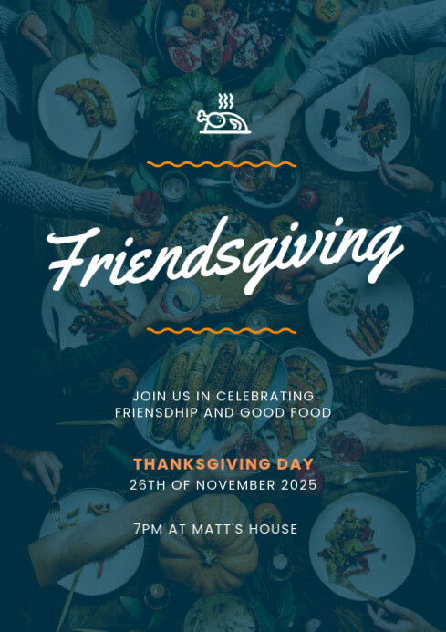 Plantilla de Modern & Minimal Friendsgiving Thanksgiving Party A4 ...