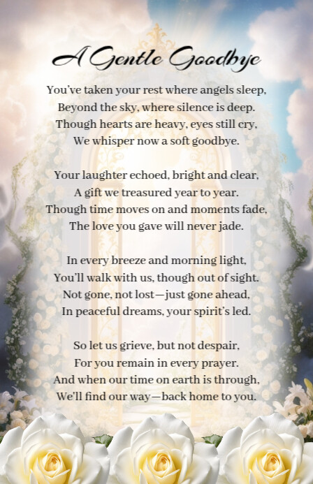 Modern & Minimal Funeral Poem Half Page Wide Template | PosterMyWall